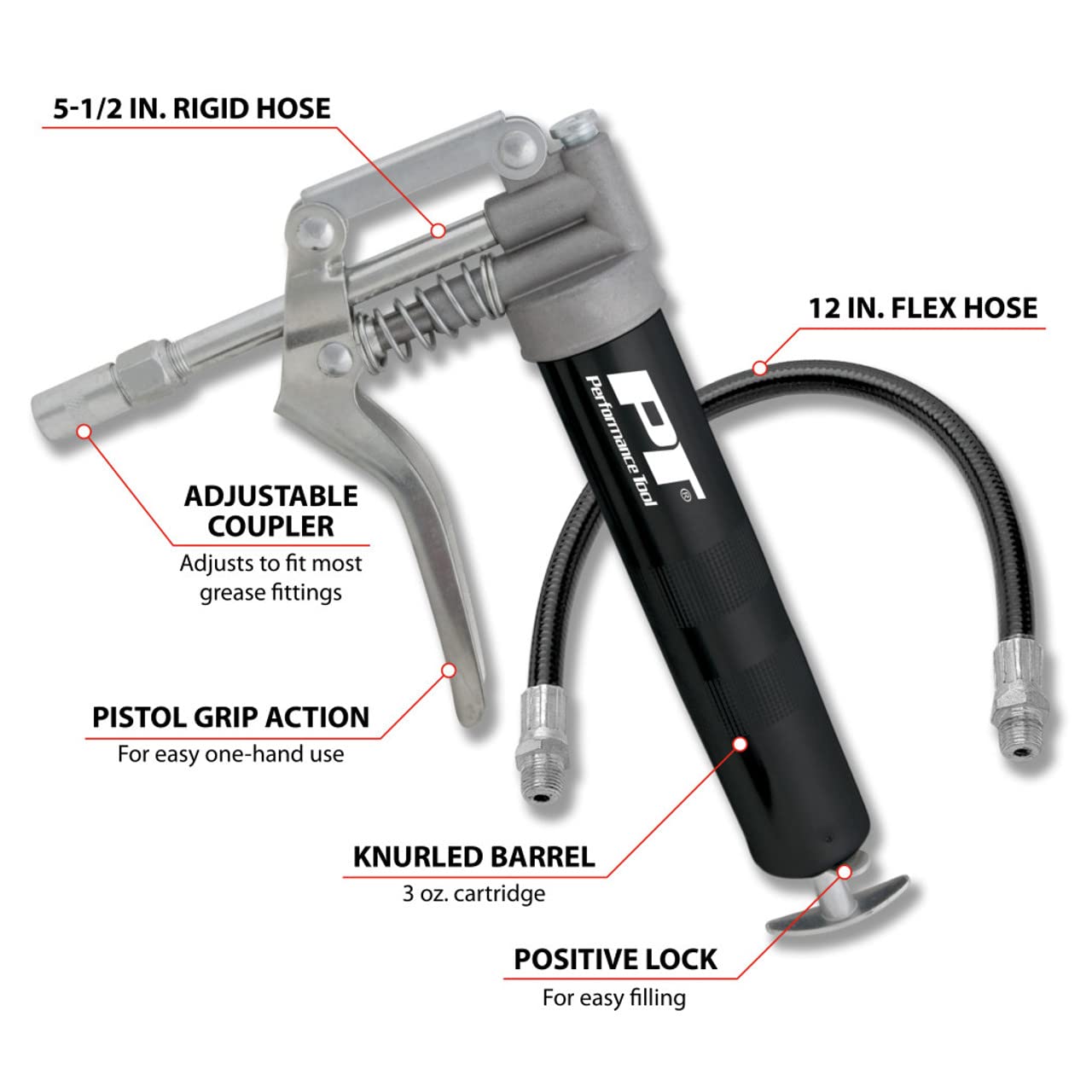 Snapklik.com : W54197 3 Oz Grease Gun W/ Flex Hose