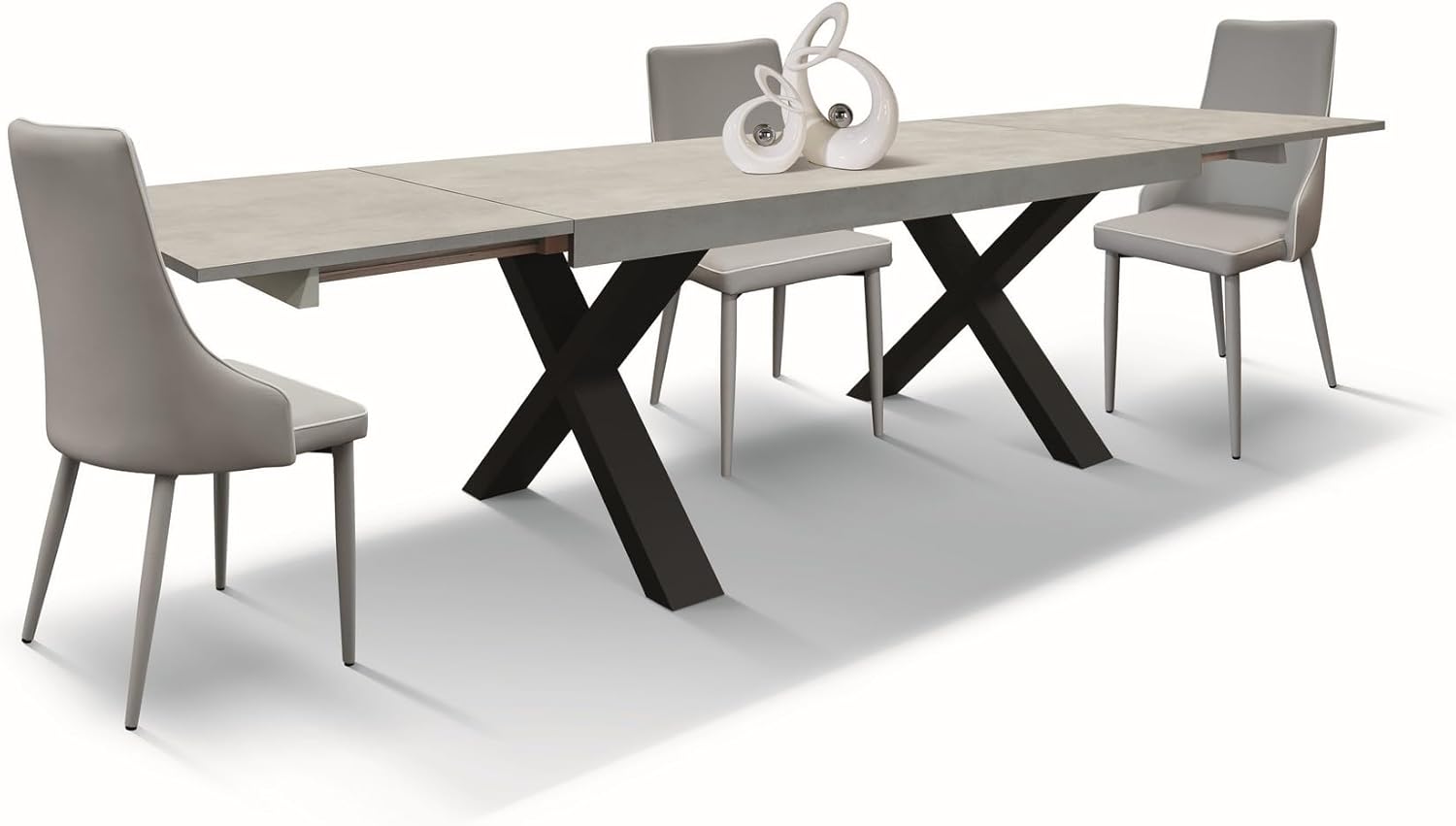 KONTE.DESIGN Tavolo PANZANO in legno, finitura grigio cemento e metallo ...