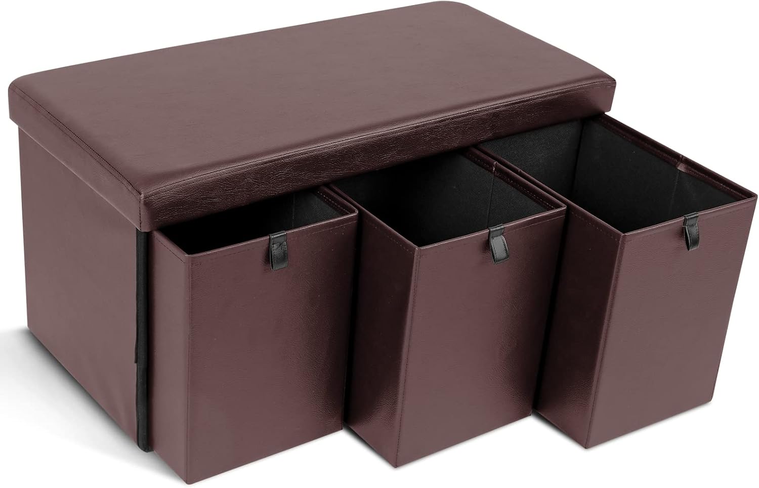 Amazon.com: Babion Folding Storage Ottoman with 3 Drawers, Shoes Bench ...