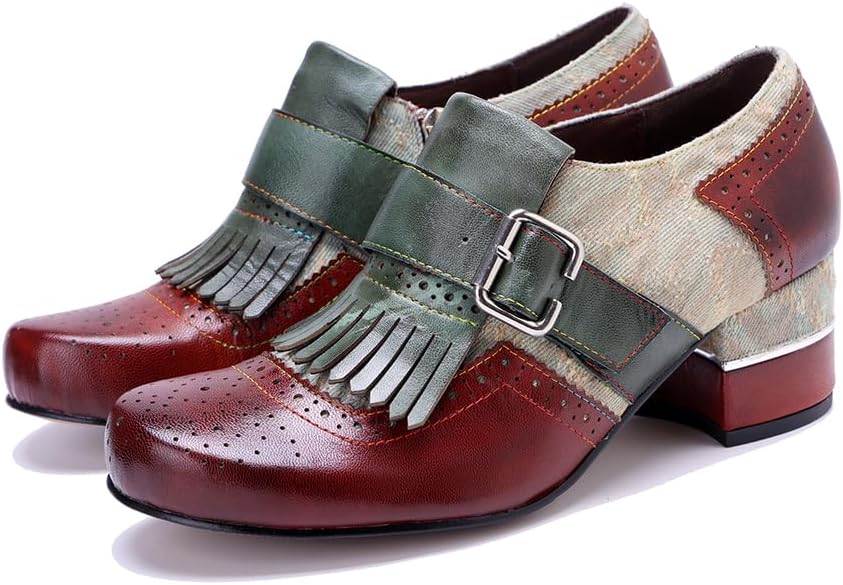 Block Heel Pumps CrazycatZ - Colorful Block Heel Oxford Shoes With ...