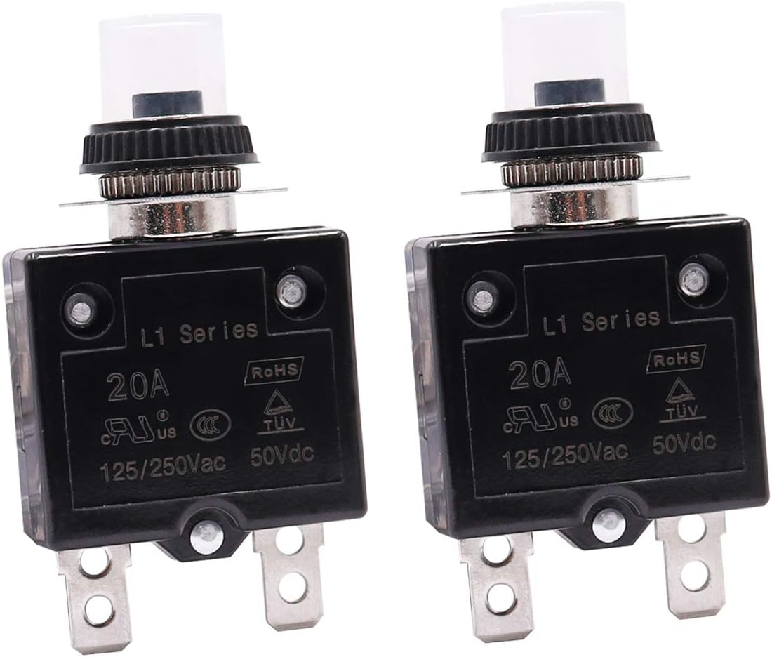 Amazon.com: mxuteuk 2Pcs 20Amp Circuit Breakers Push Button Manual ...