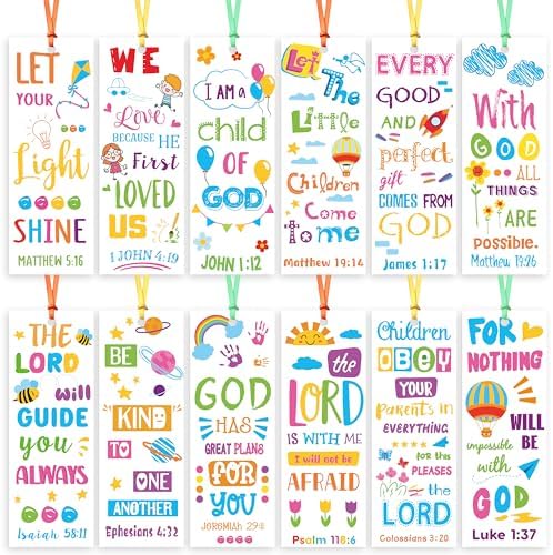 Amazon.com: Haooryx 123pcs Bible Verse Bookmarks for Kids, Religious ...