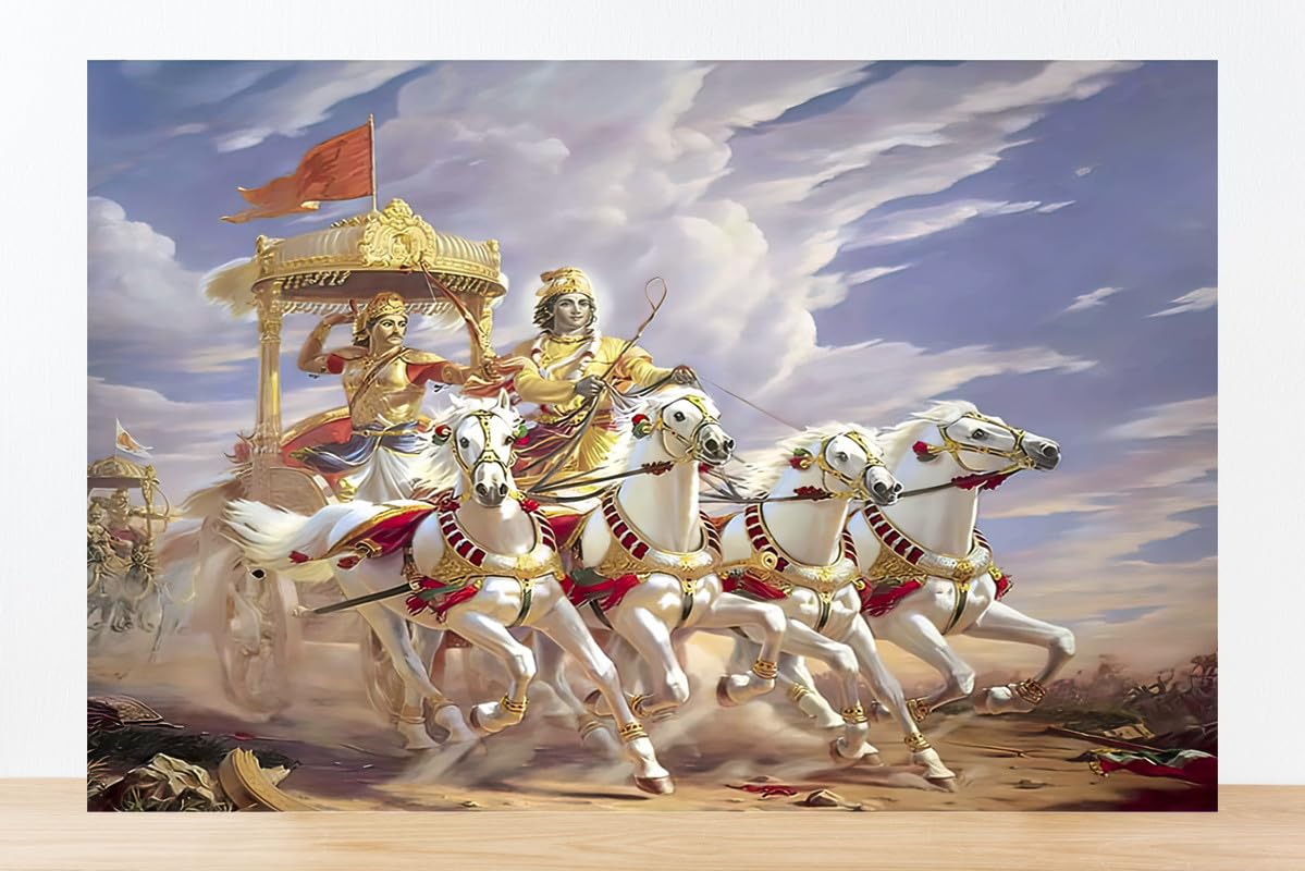 wallpics® Lord Krishna Arjun on Chariot | Sarathi | Mahabharat Gita ...