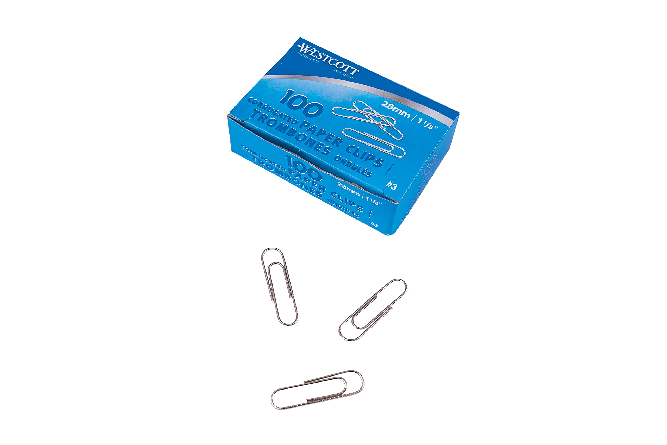 Westcott Corrugated Paper Clips - 1 1/8" - 28mm, 100 Clips/Box (90834 ...