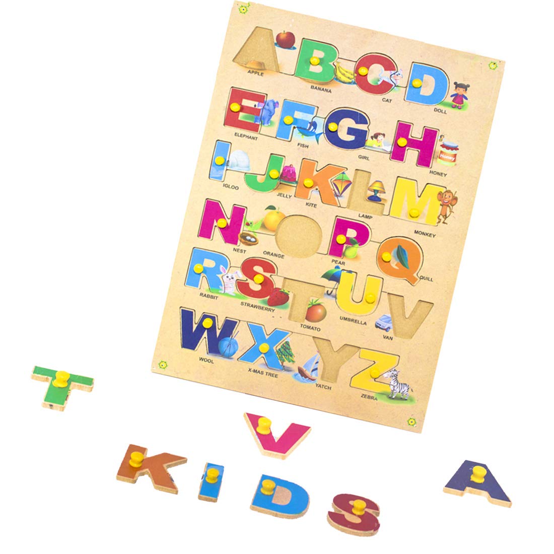 Divine Pinewood Wooden Puzzle Alphabet (A to Z) Capital/Uppercase ...