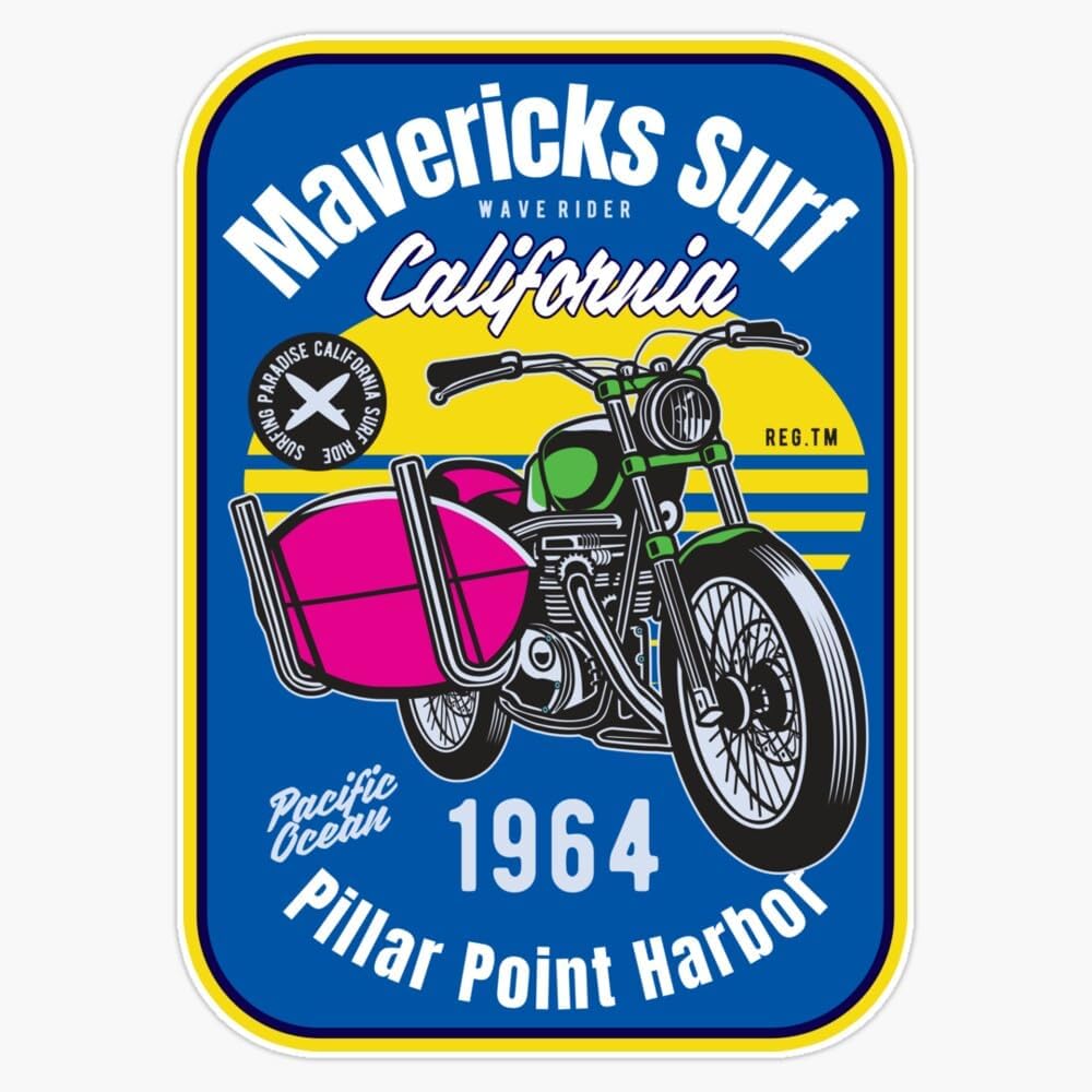 Amazon.com - Retro Mavericks Surf Vinyl Sticker Waterproof Decal Laptop ...