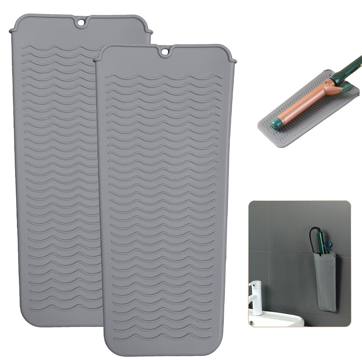 Amazon.com : 2 Heat Resistant Silicone Mat with Hanging Hole ...