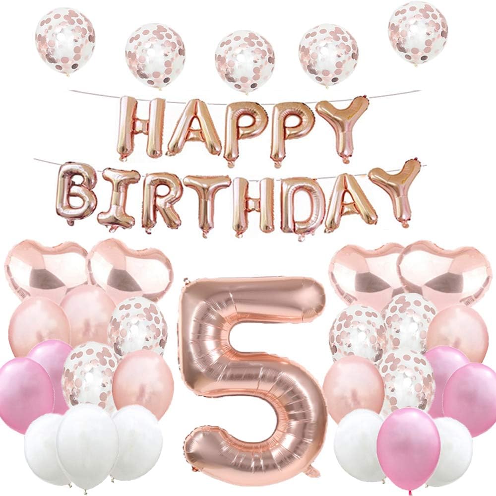 Amazon.com: WXLWXZ Giant 5th Birthday Balloon Set - Rose Gold Number 5 ...