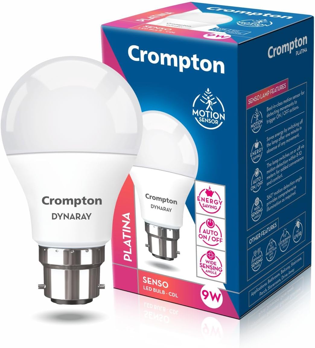 Buy Crompton Dynaray 9W Motion Sensor LED Bulb Pack of 1 Online at Low ...