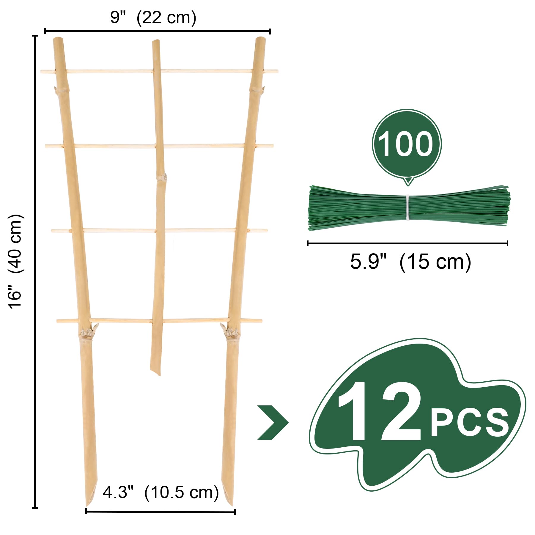 Snapklik.com : Bamboo Trellis For Climbing Plants 16 Inch 12 Pack Fan ...
