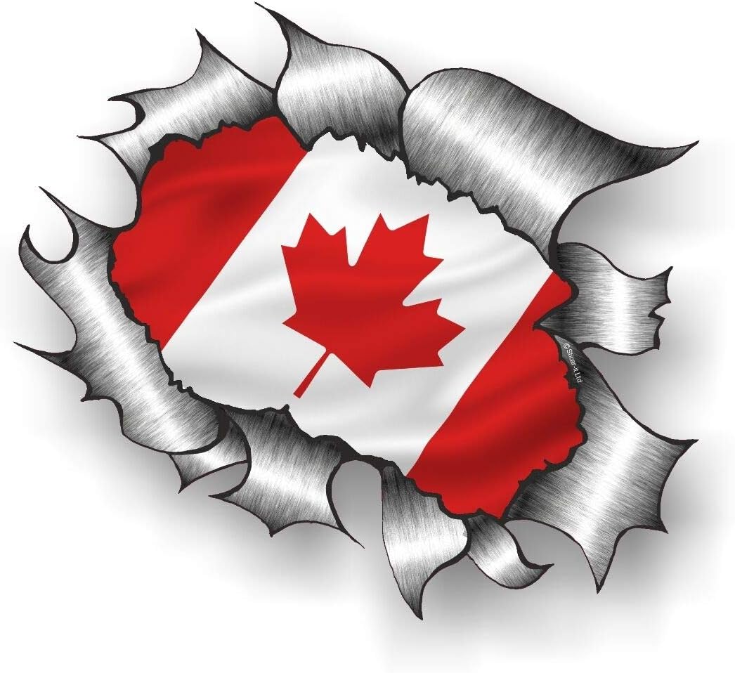 Amazon.com: Vinyl Stickers Ripped Torn Metal Canada Canadian Flag (5 x ...