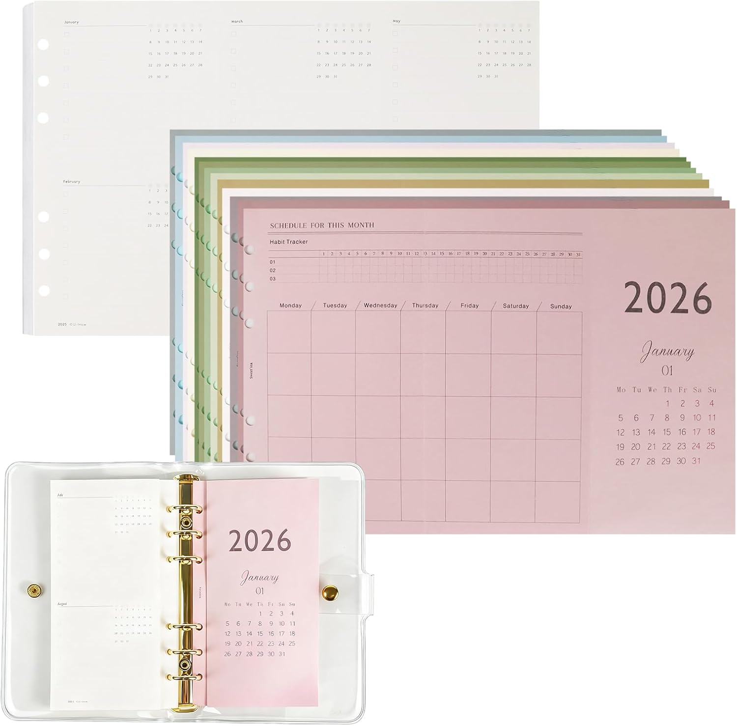 Amazon.com : Koqye 2026 A6 Tri-Fold Monthly Planner Refills Kit ...