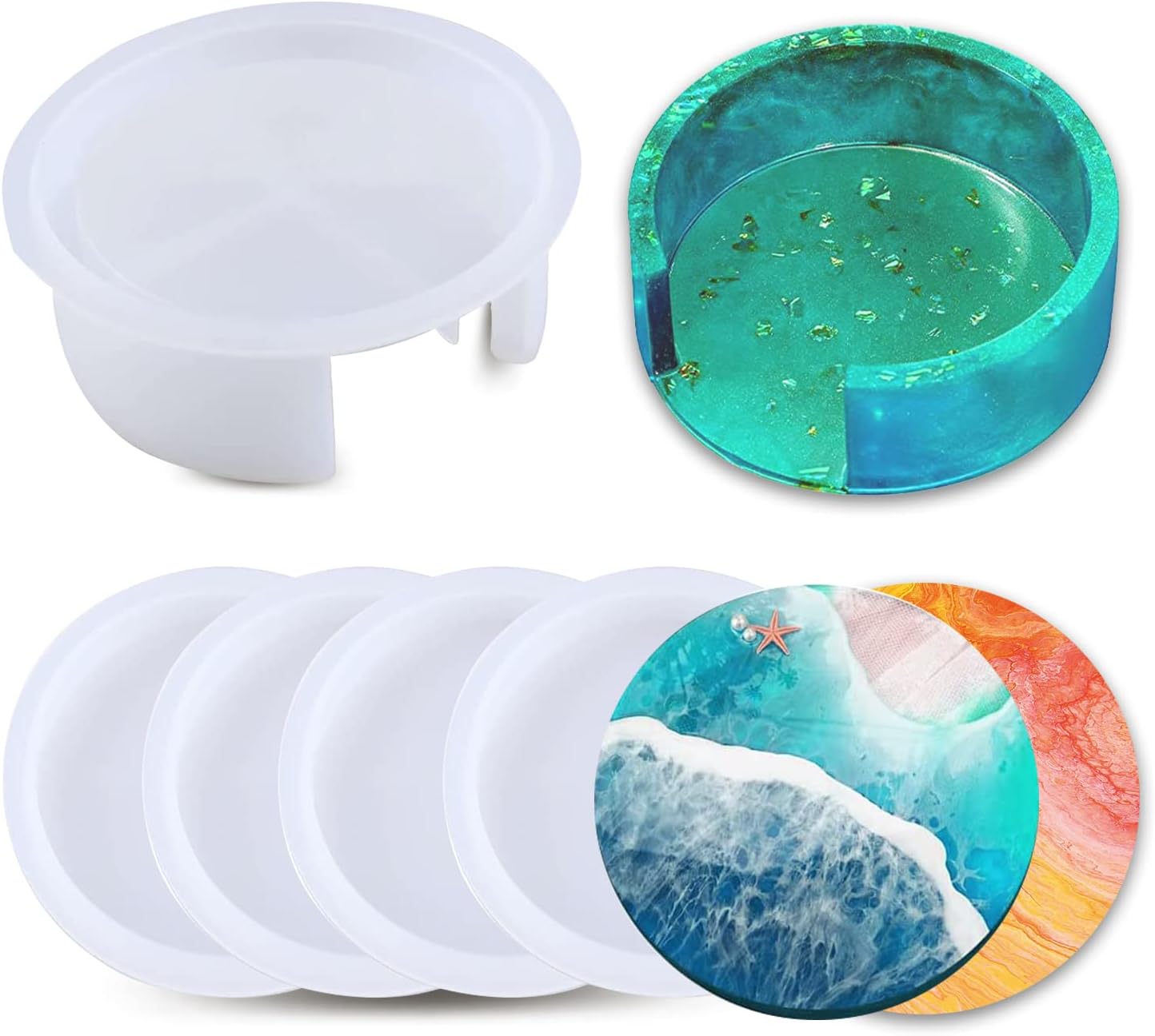 Amazon.com: 2 Pcs Holographic Resin Mold，AIFUDA Holographic Coaster ...