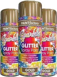 Classic Signature - 3 x Glitter Gold Spray Paint 200ml Dazzling Effect ...