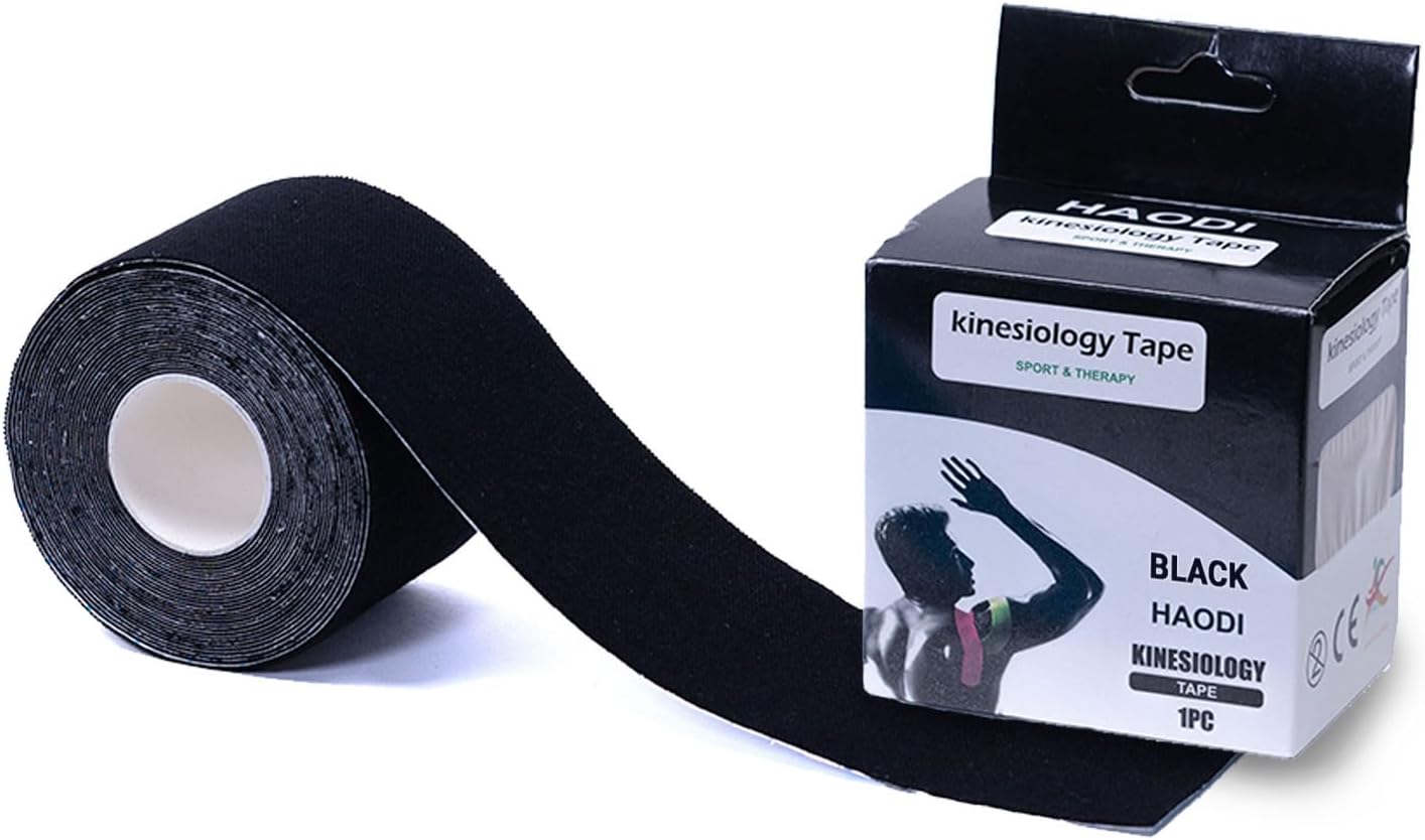 HAODI KINESIOLOGY TAPE one BLACK roll Waterproof Breathable 5cm x 5 ...