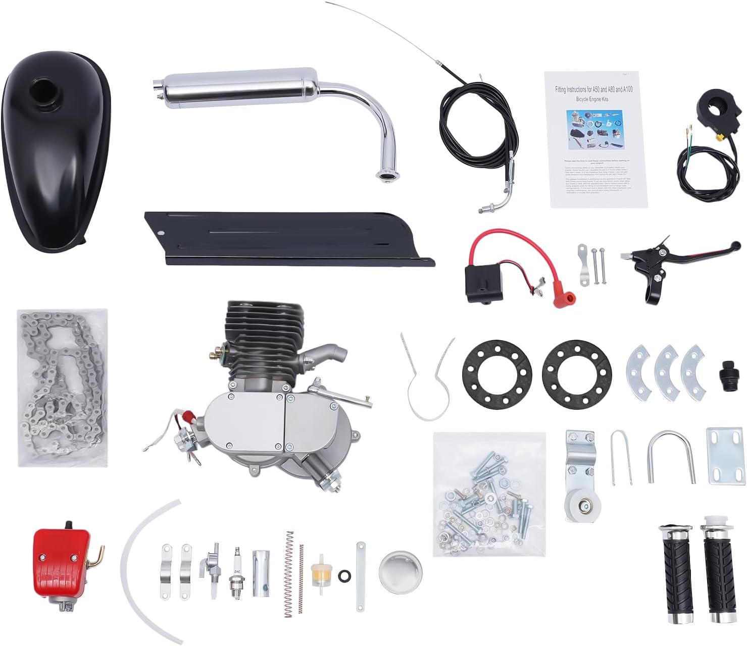 Amazon.com : TTONSUE Bicycle Motor Kit 100cc, Motorized Bicycle Engine ...