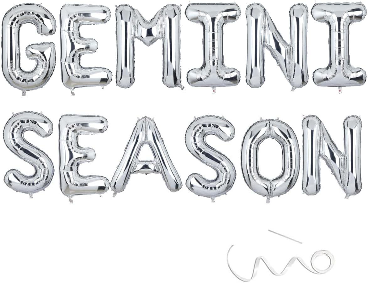Amazon.com: Gemini Season Birthday Party Silver Balloon Banner,Zodiac ...