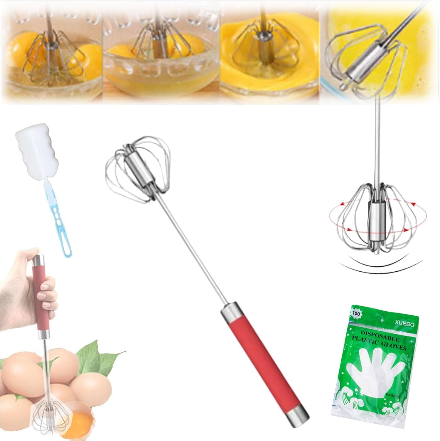 Amazon.com: LONGLUAN Stainless Steel Semi-Automatic Whisk, Semi ...