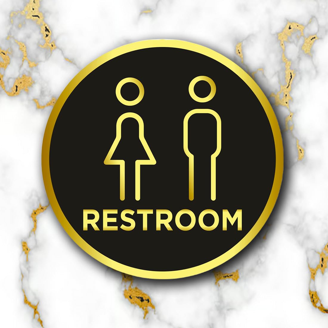 Buy Shimo Restroom sign board Self-Adhesive Black Golden Door Signage ...