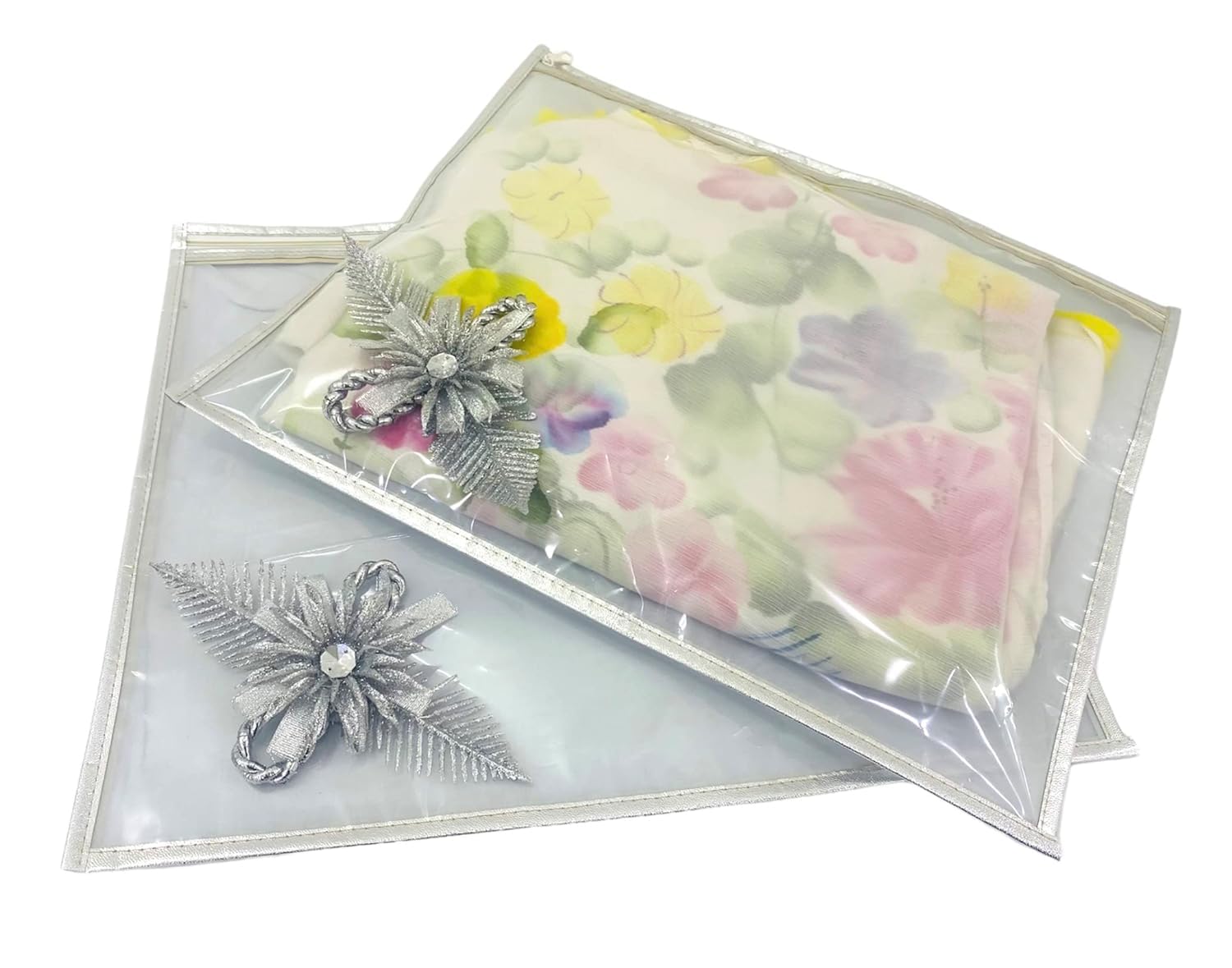 RUHI'S CREATIONS® Designer Silver Single Packing Saree Cover with Heavy ...