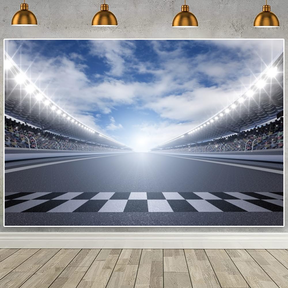 Racecar Backdrop 5x3ft Racing Backdrop Photography - Finish Line Track ...