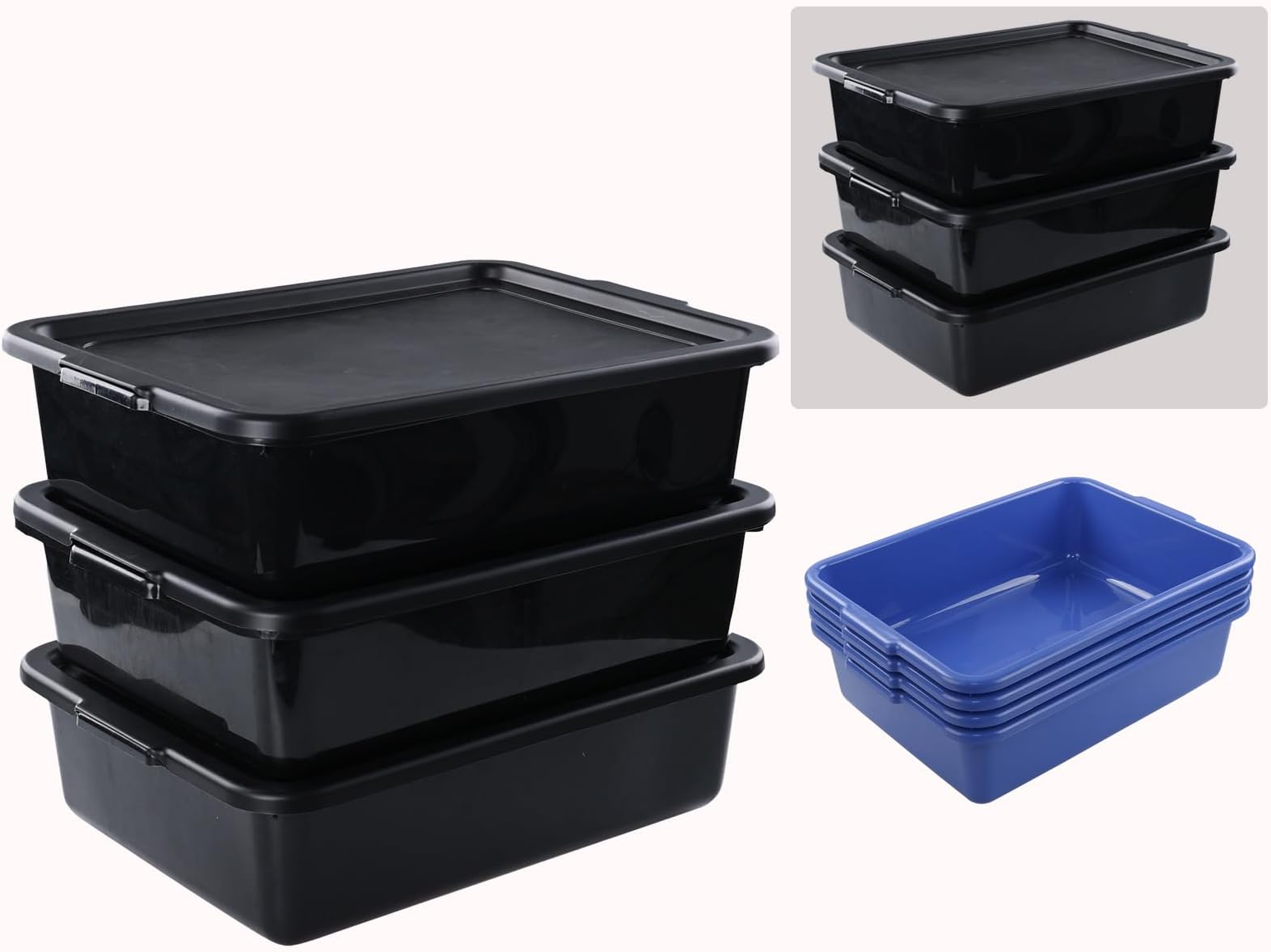 Amazon.com: Gloreen 3 Pack 13 L Commercial Bus Tub with Lid, Gray Small ...