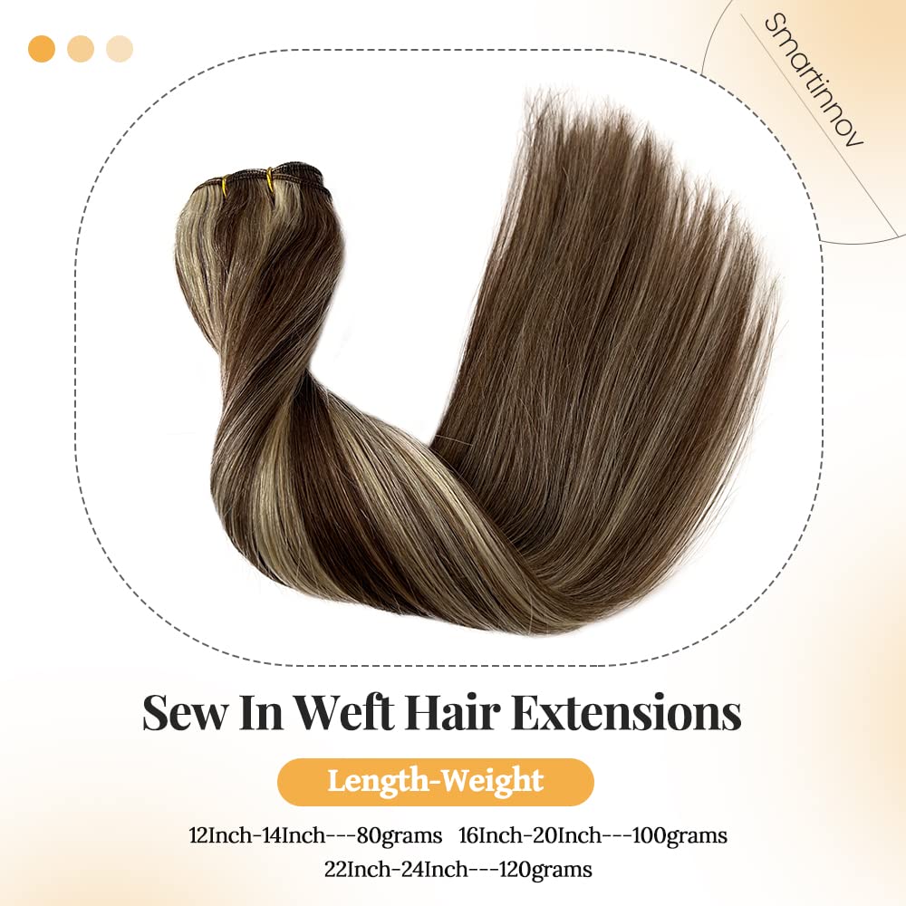 Sew in Hair Extensions Blonde Balayage Human Hair Hand Tied Weft Silk ...