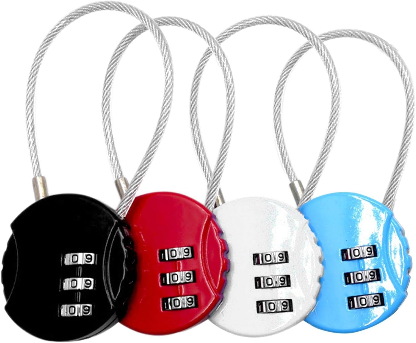 MOFUCA 4-Piece Combination Lock Set, 3-Digit Padlocks with Flexible ...