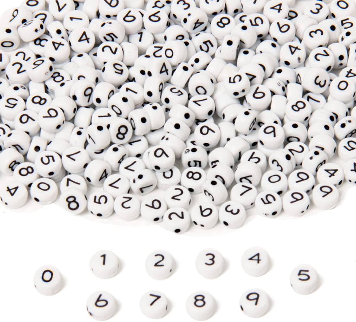Amazon.com: wexpw White Acrylic Number Beads, 1000 Pieces 4x7mm Round ...