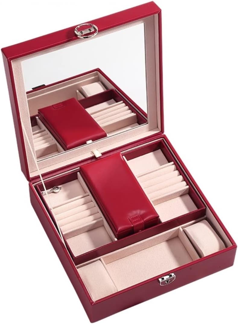 Amazon.com: Jewelry Box Jewelry Case PU Leather Jewelry Box Organizer ...