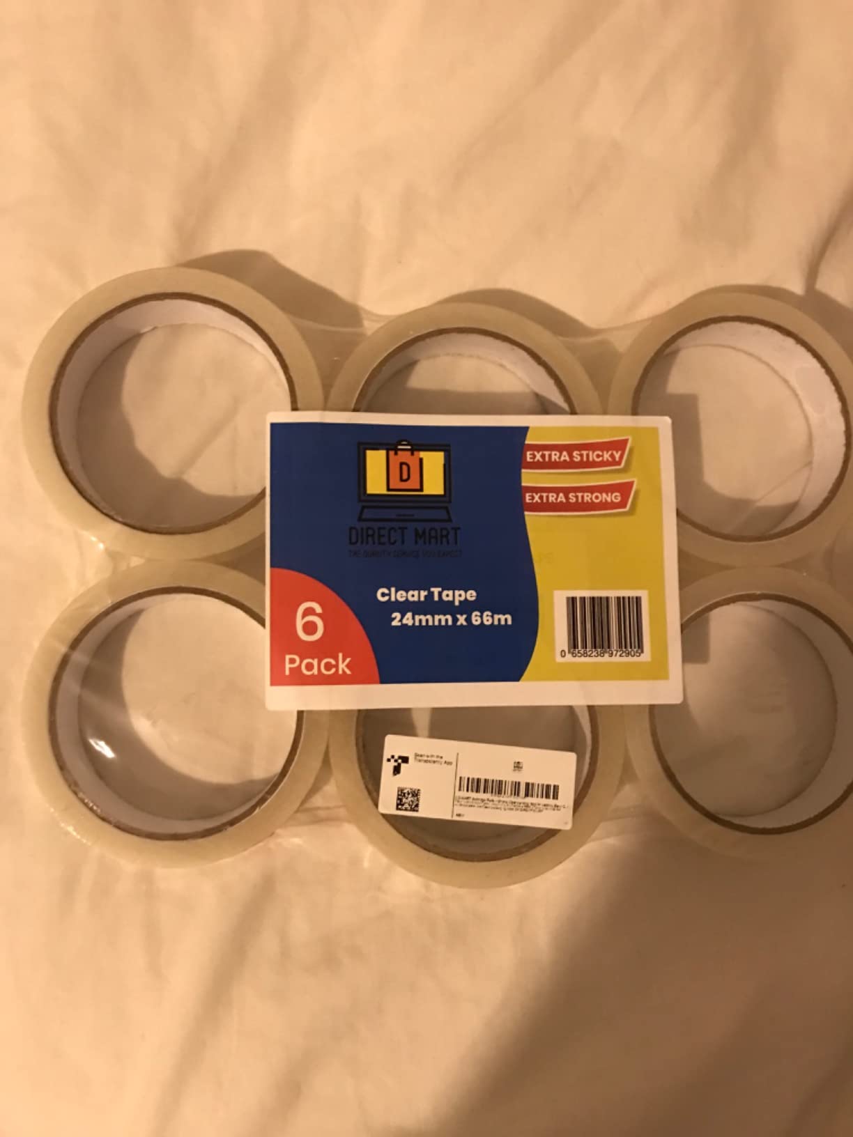 Direct Mart 6 Pack of Cellotape, 24mm x 66m per roll, Gift Wrap Clear ...