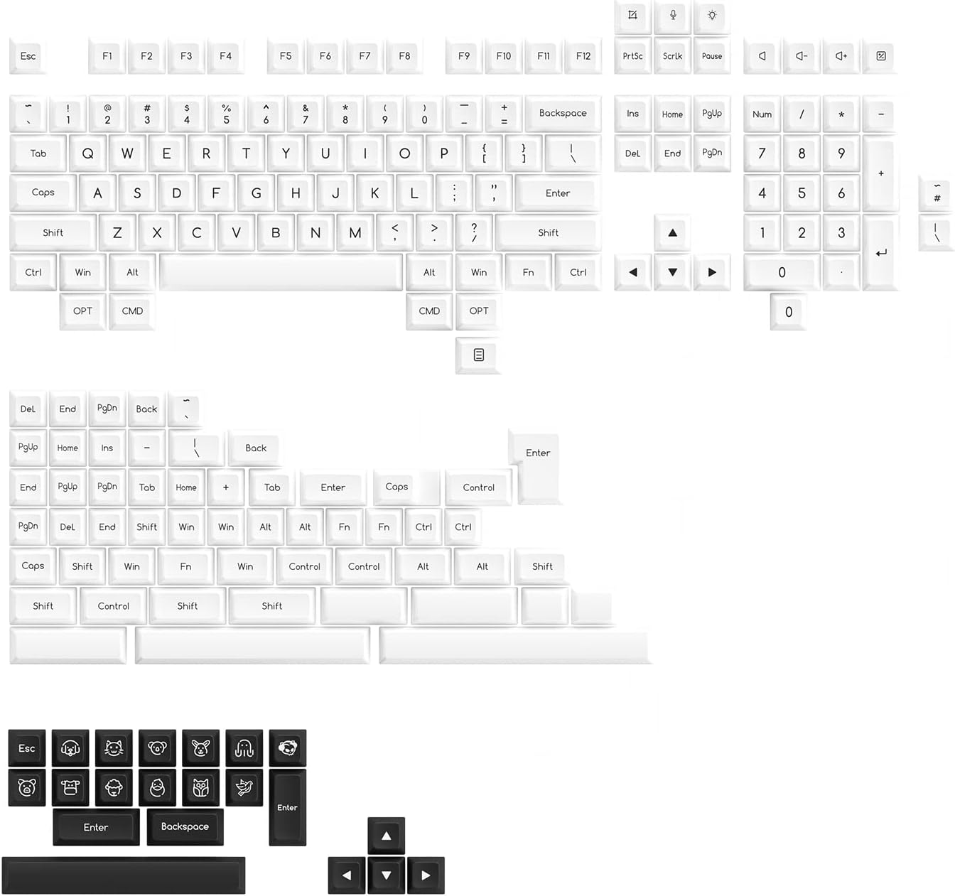 Amazon.com: Akko Black and White Keycaps (Bow),195-Key SAL Profile ABS ...