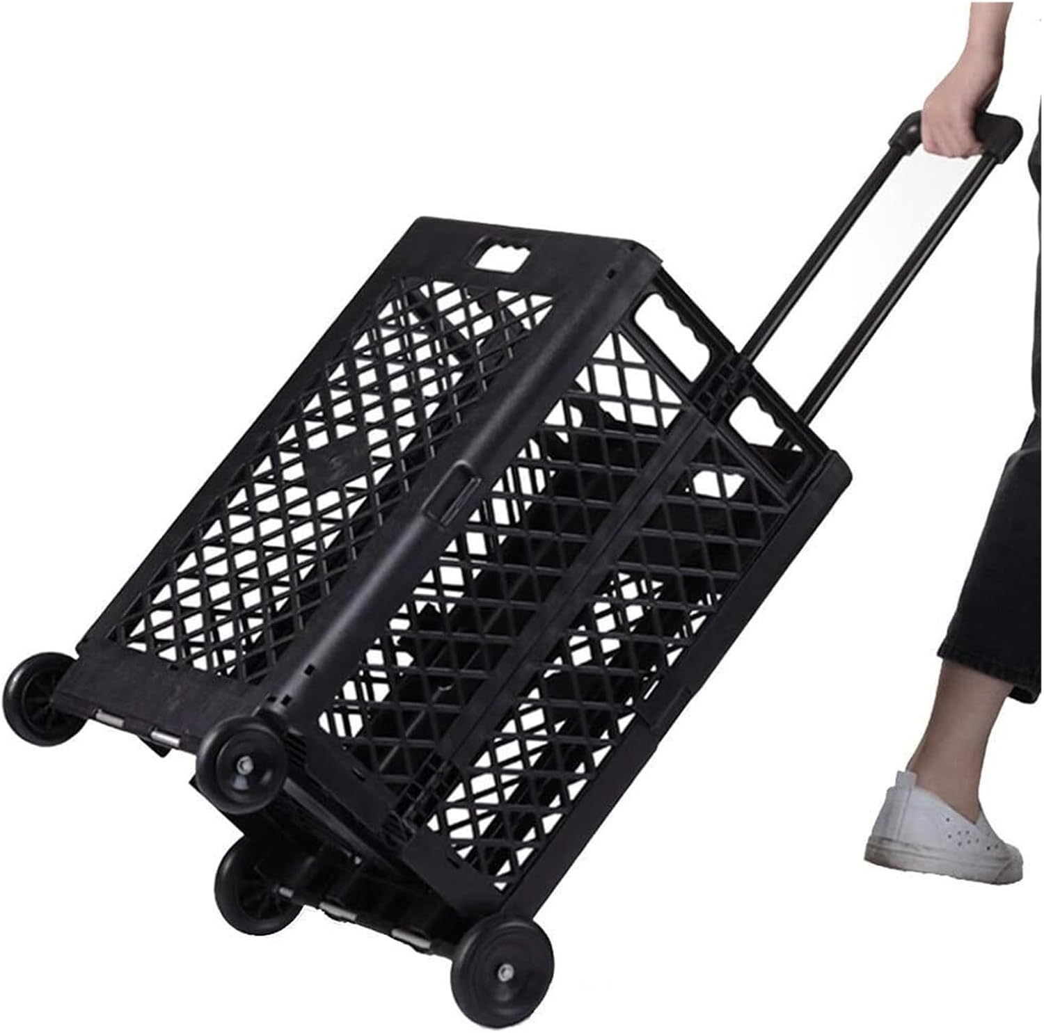 Amazon.com: Folding Shopping Cart Wheeled Collapsible Handcart Folding ...