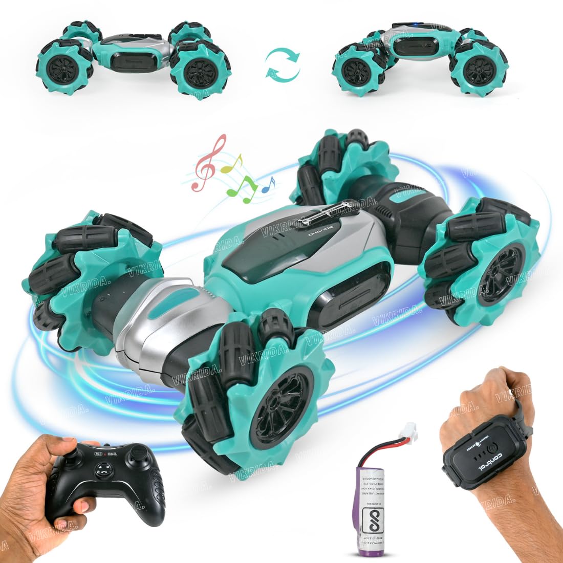 VikriDA Gesture Sensing RC Stunt Car Boys Toys for Kids, 4WD, 2.4Ghz ...