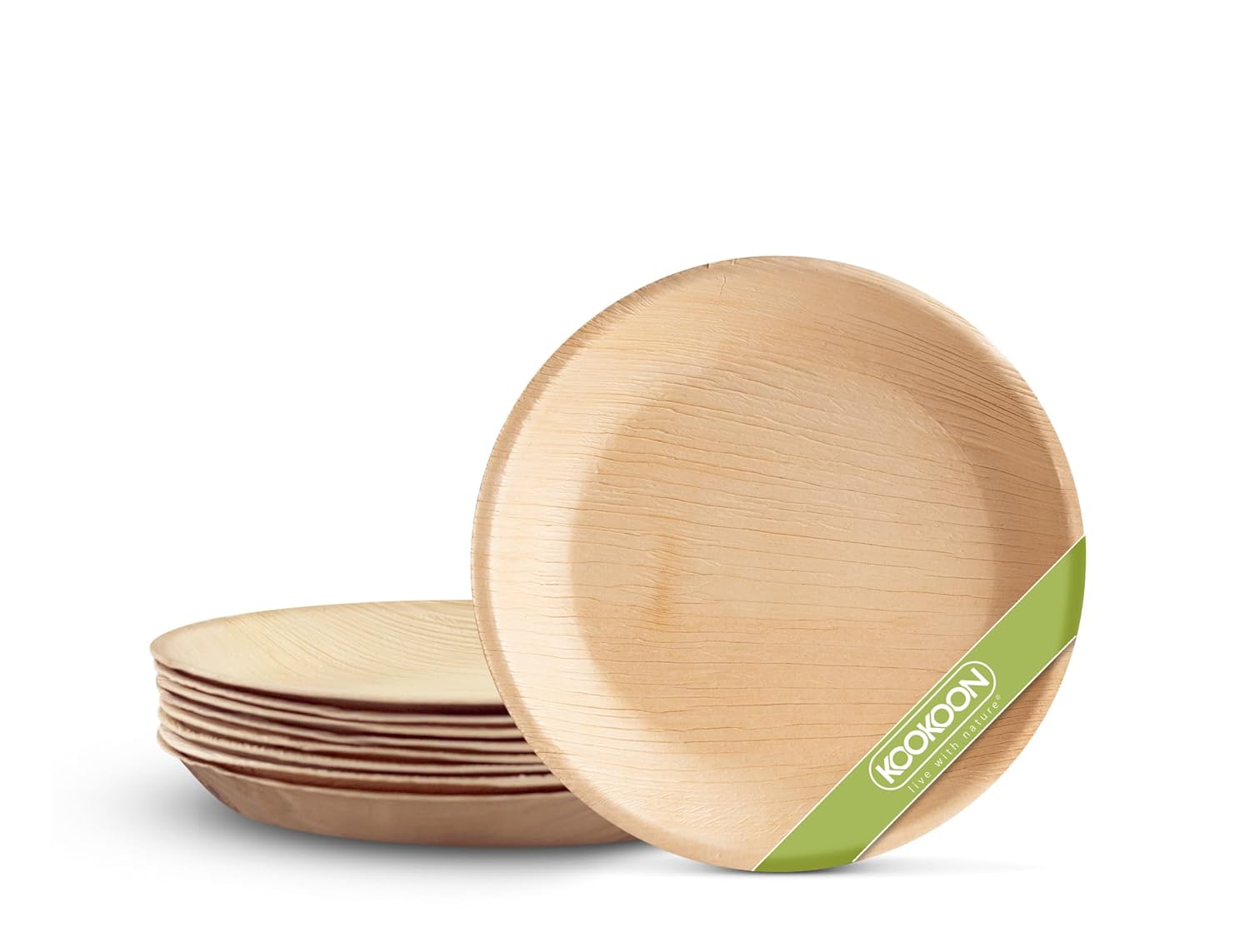 Buy KOOKOON 50 Pcs Disposable Palm Leaf Plates - 8" (20cm) Medium Round ...