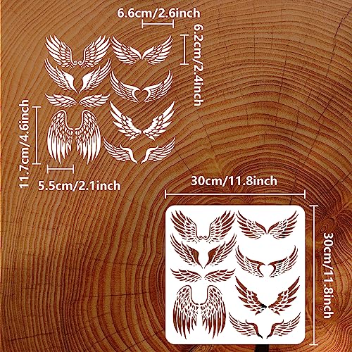 FINGERINSPIRE Angel Wings Stencils 30x30cm 8 Style Feather Wings ...