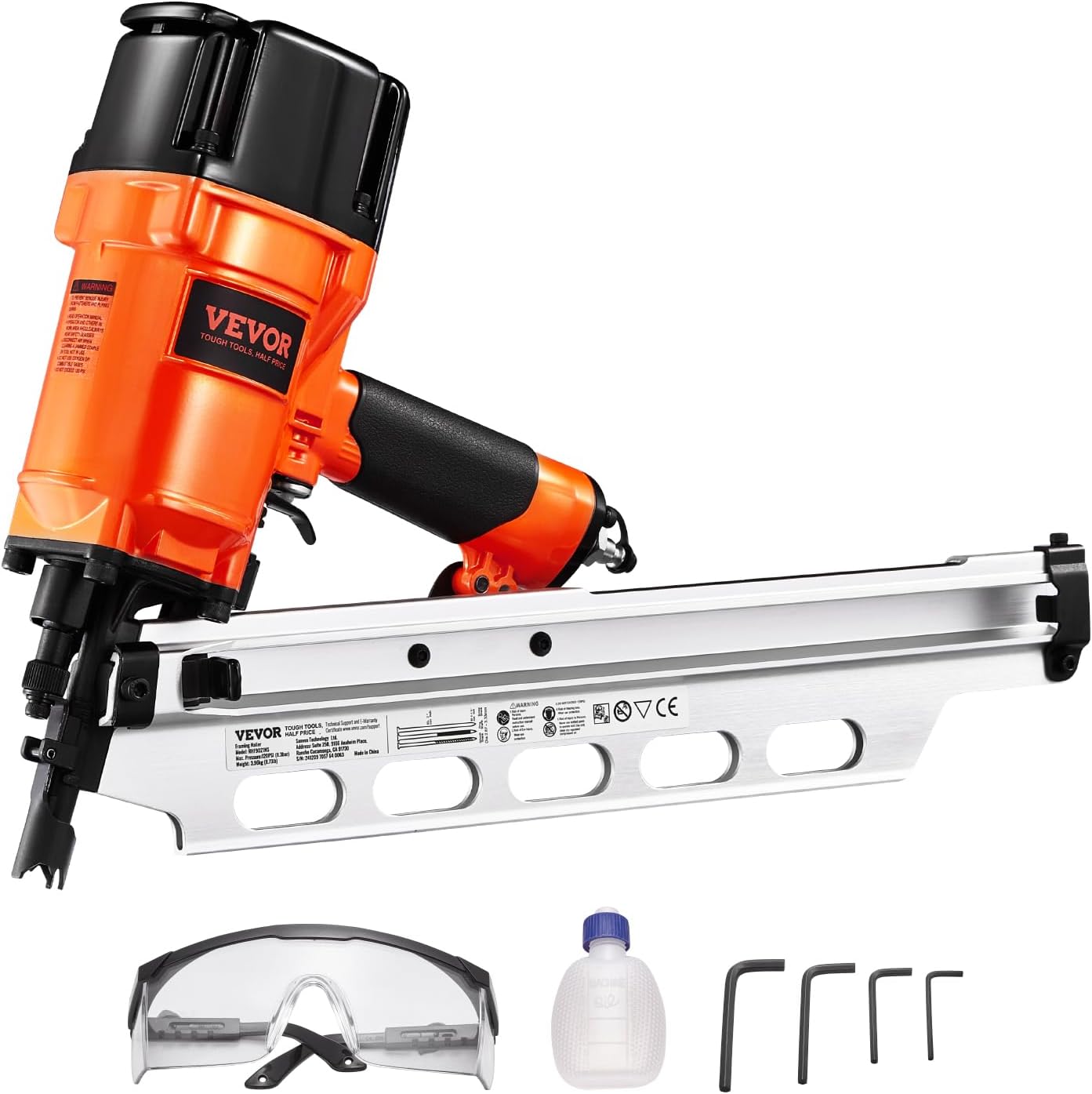 VEVOR Framing Nailer, 80-120PSI Air Nail Gun, 2" to 3-1/2" 21 Degree ...