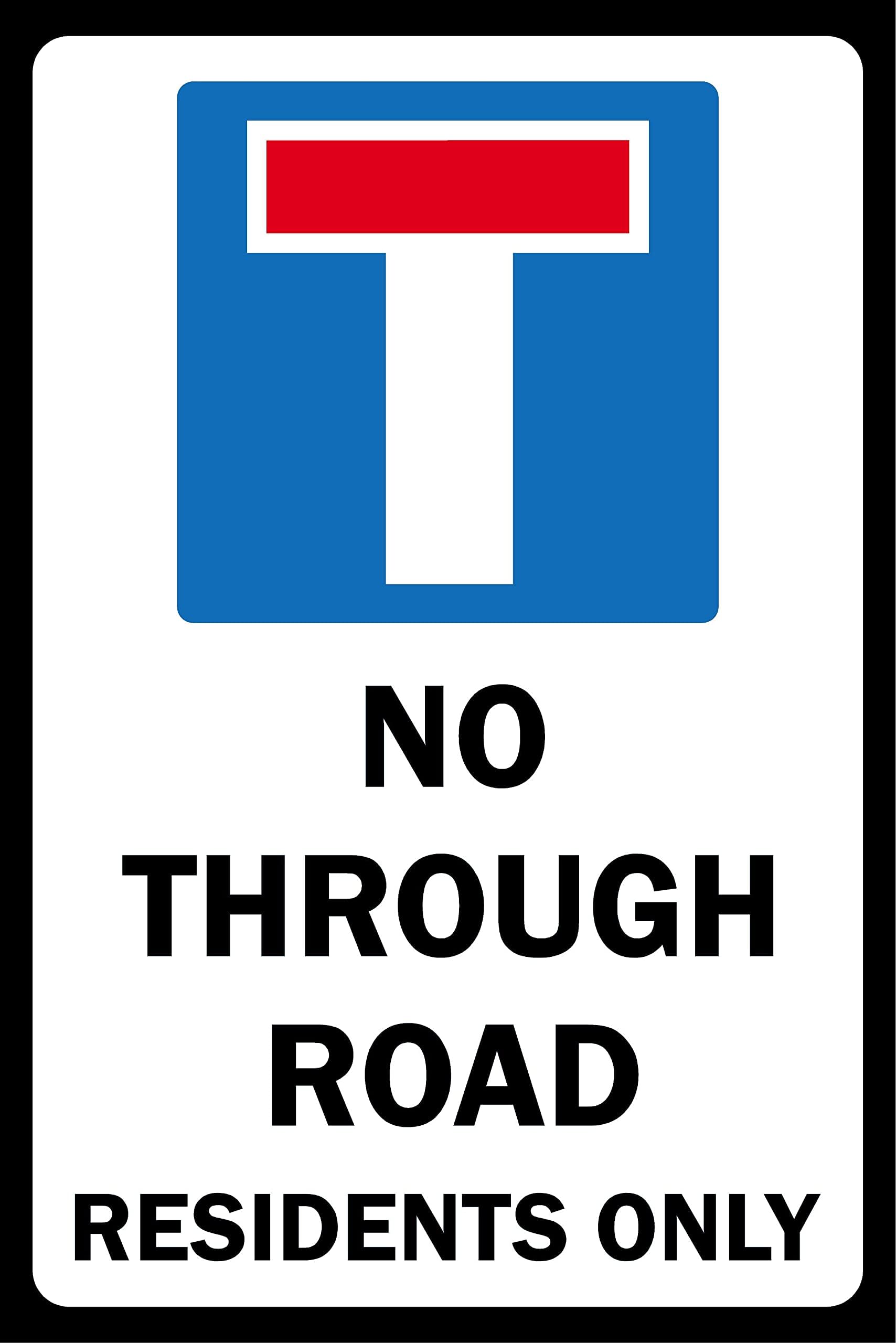 TR041 Traffic Sign NO THROUGH ROAD Signs 150mm x 150mm .STICKER/SAV ...
