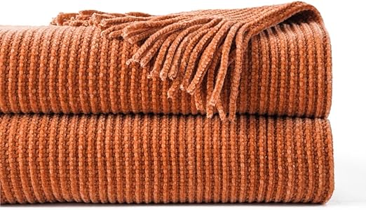 Amazon.com: BATTILO HOME Rust Orange Throw Blanket for Couch, Soft ...
