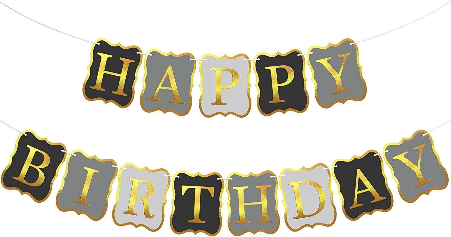 Buy Black and Silver Happy Birthday Banner - Large 10 Feet, NO DIY ...
