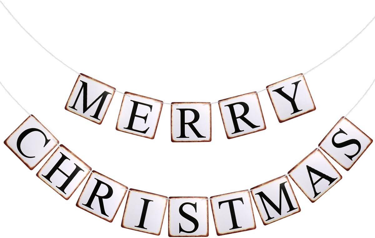 Amazon.com: TINKSKY Merry Christmas Garland Banner Paper Banner Garland ...