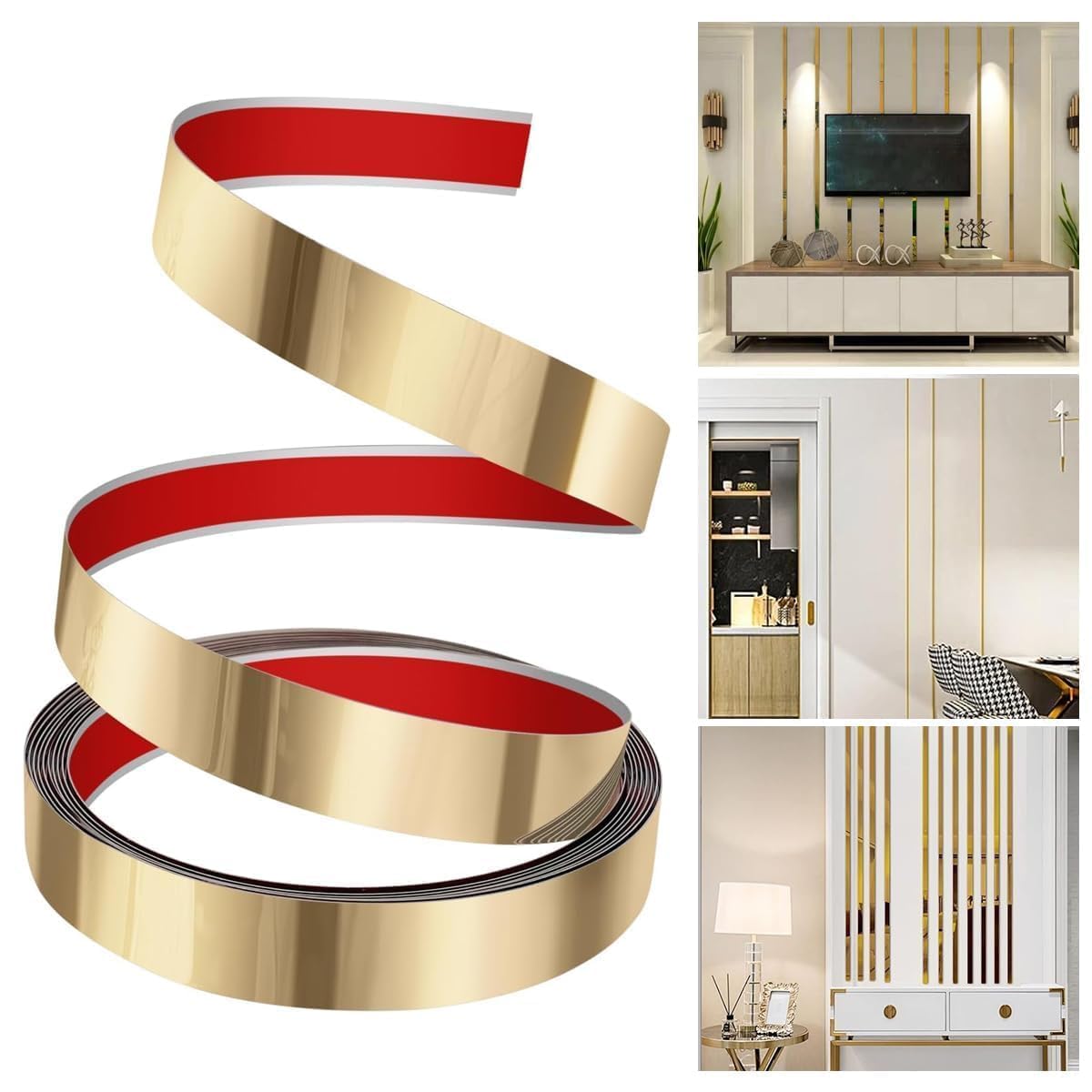 WICHARSH Golden Metal Trim Wall Strip Stainless Steel PVD Coated 8K ...