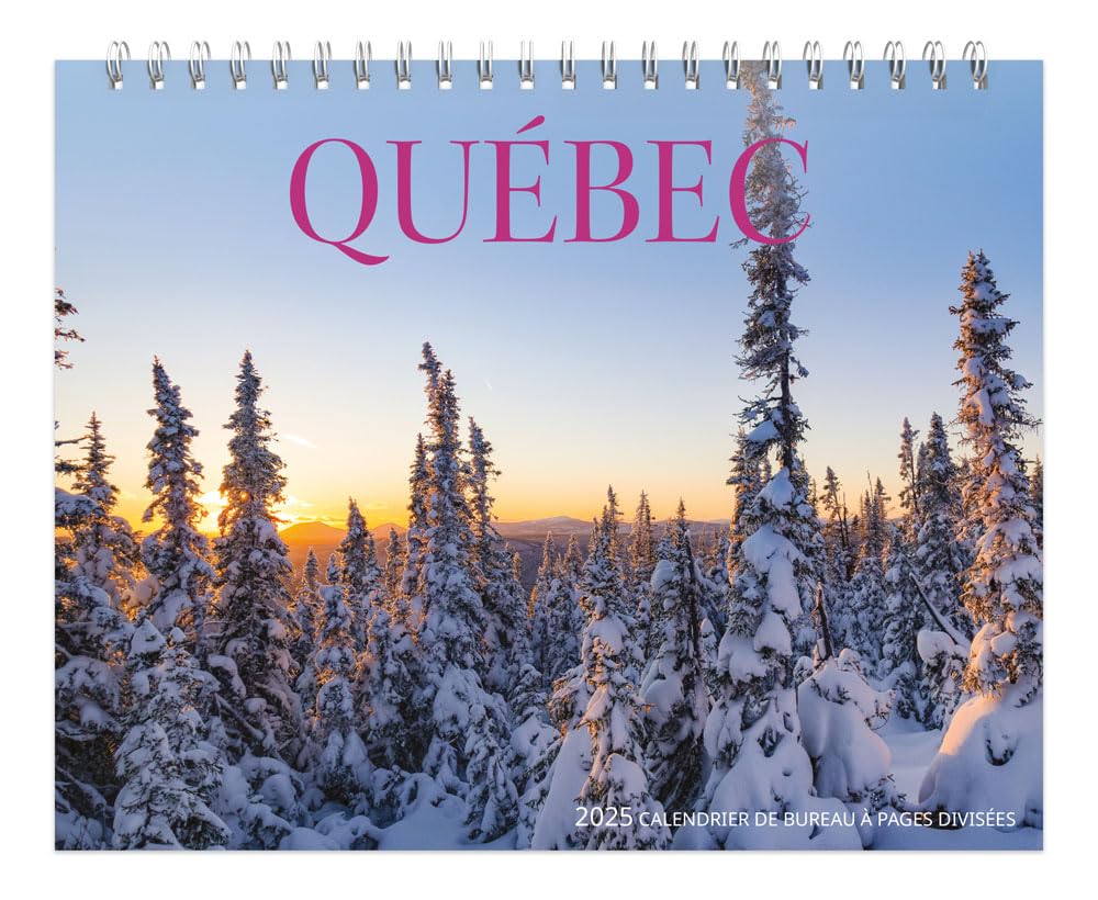Québec | Calendrier de bureau à chevalet mensuel double vue de 2025 19 ...