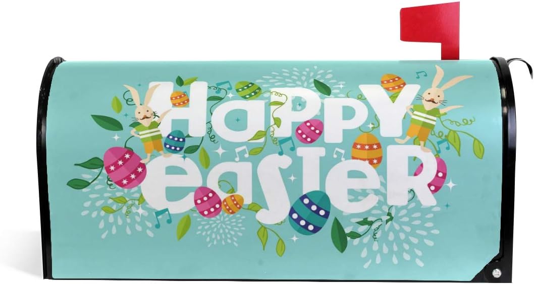 Amazon.com: WOOR Colorful Happy Easter Magnetic Mailbox Cover MailWraps ...