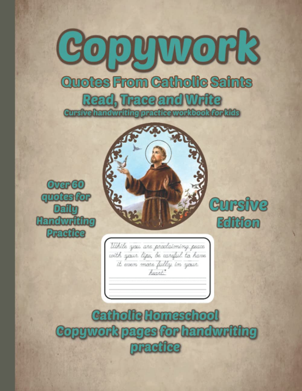 Catholic Homeschool Copywork - Cursive handwriting practice workbook ...