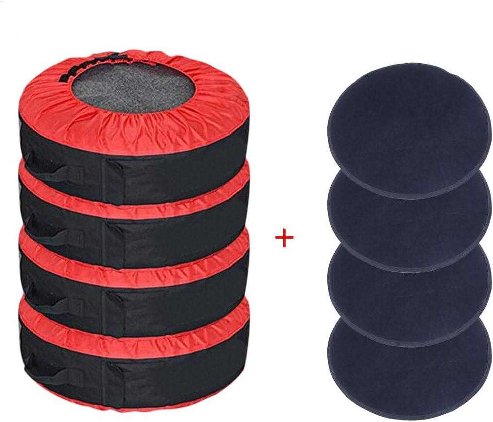 J&C 4 Pcs 30INCH Red Tire Cover +4 Pcs Wheel Felts Durable Spare Tire ...