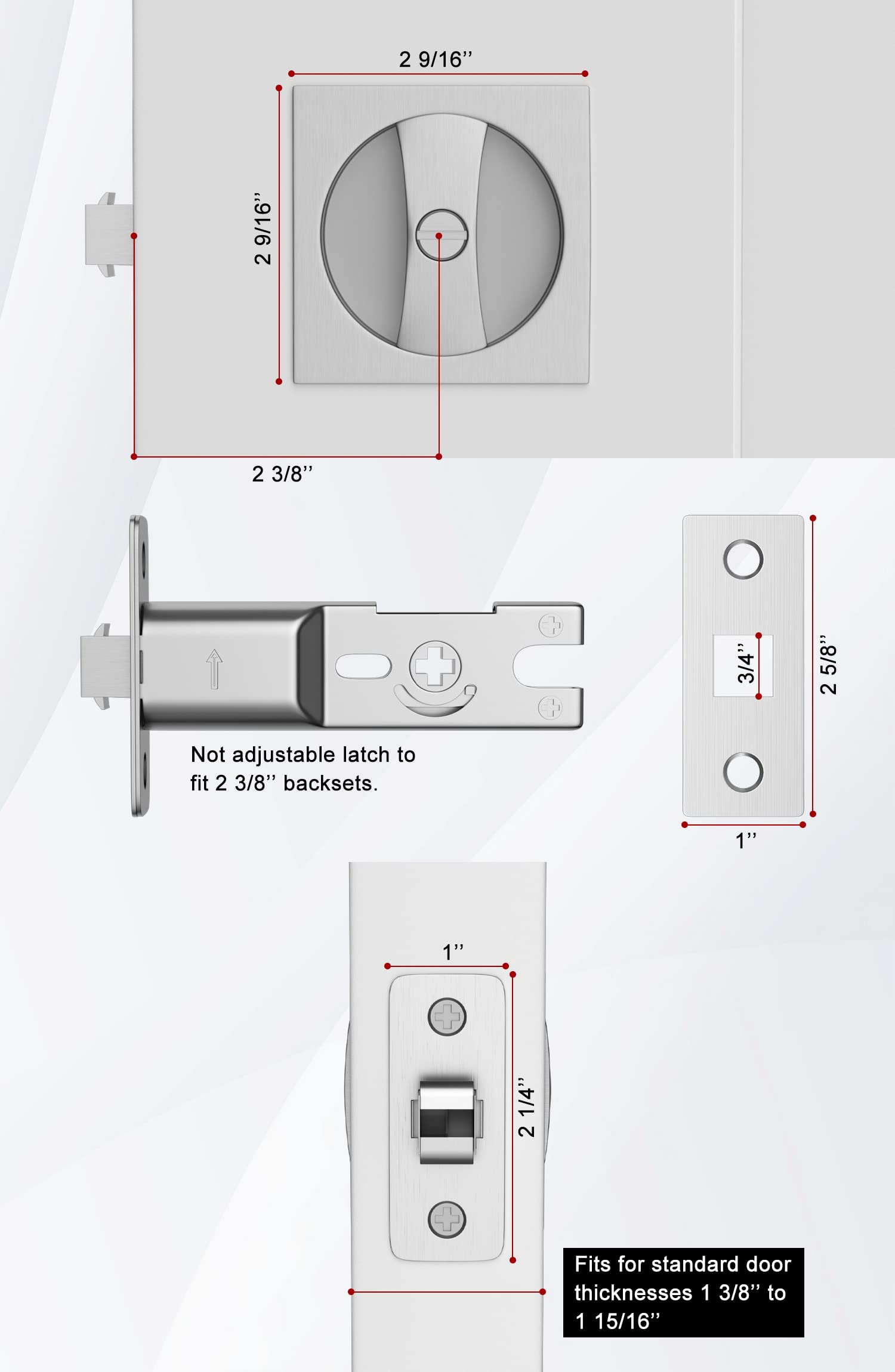 Snapklik.com : Goldenwarm Bed/Bath Pocket Door Lock, Satin Nickel ...
