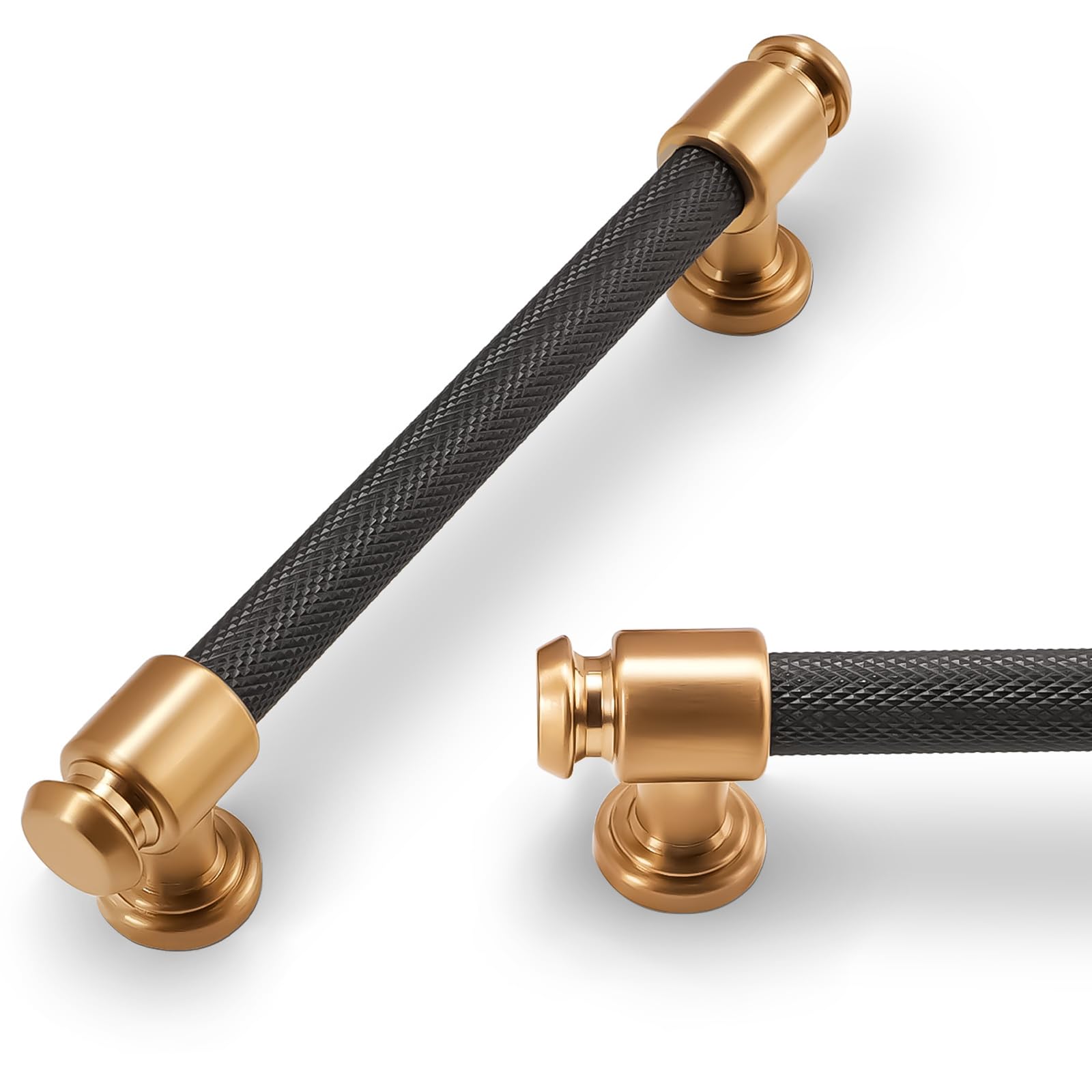 BUKOBYHE 10 Pack 5Inch Black and Champagne Bronze Kitchen Cabinet ...