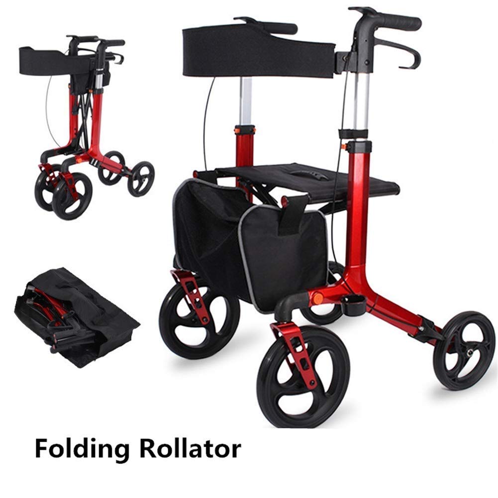 Buy Folding Four-wheel Rollator Walker With Seat And Detachable Storage ...