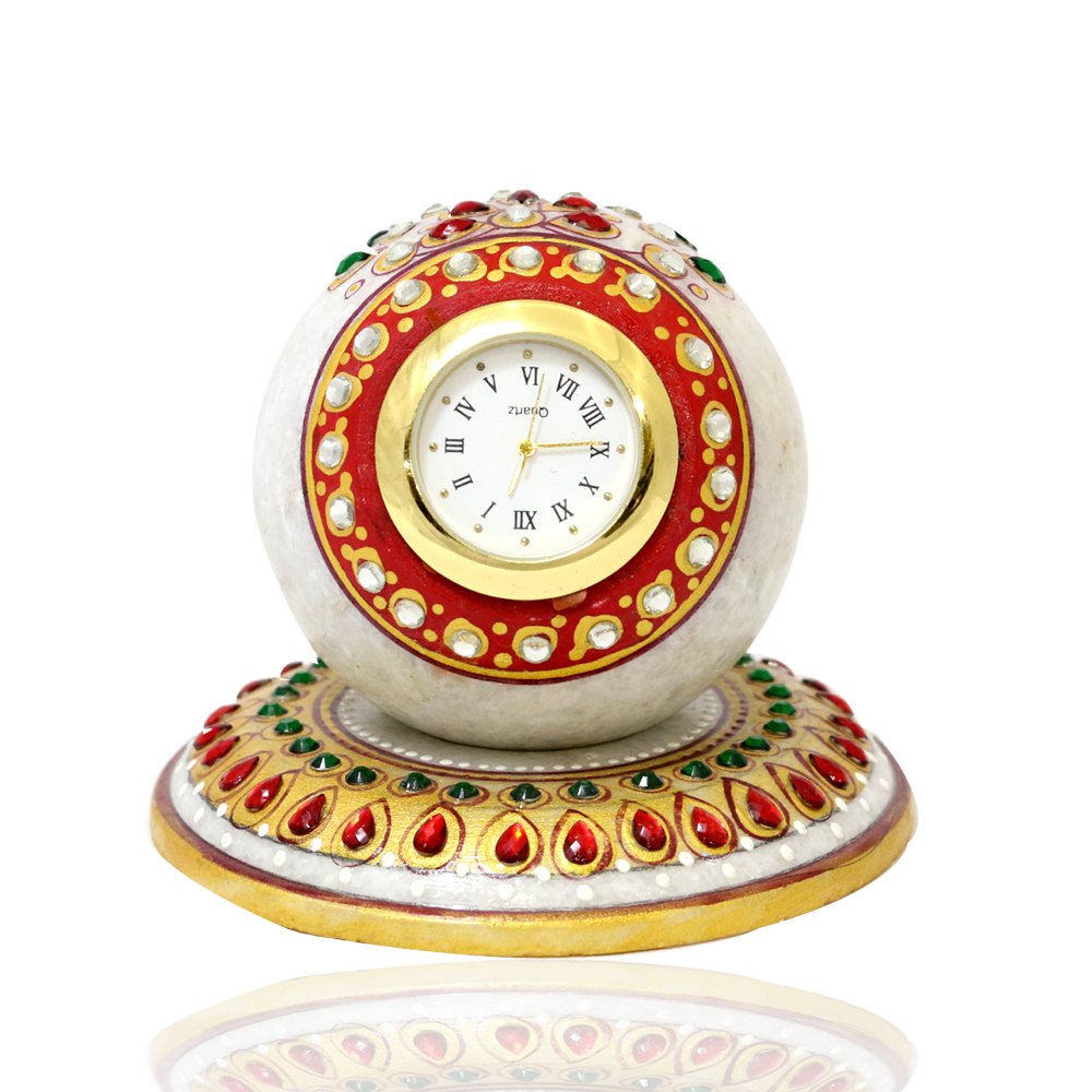 Table Round Clock Red Green Stone : Amazon.in: Home & Kitchen